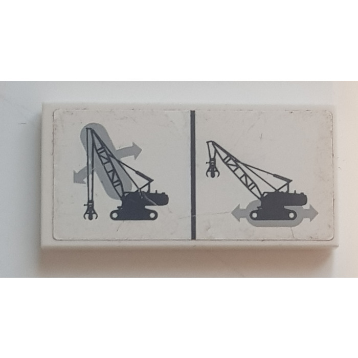 LEGO White Tile 2 x 4 with crane controls Sticker (87079) | Brick Owl ...