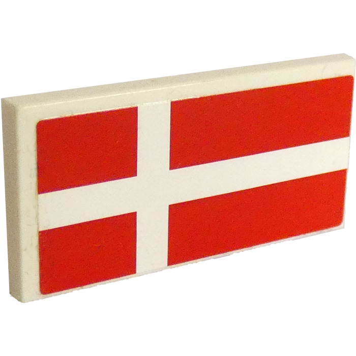 LEGO Tile 2 x 4 with Danish Flag Sticker (87079) | Brick Owl - LEGO ...
