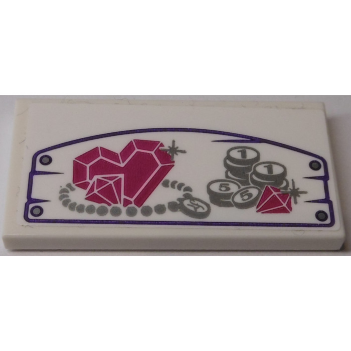 LEGO Tile 2 x 4 with Heart, Diamond, Coins and Necklace Sticker (87079 ...