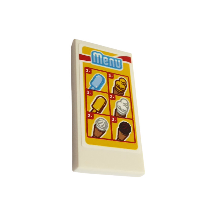 LEGO White Tile 2 x 4 with Ice Cream Menu Sticker (87079) | Brick Owl ...