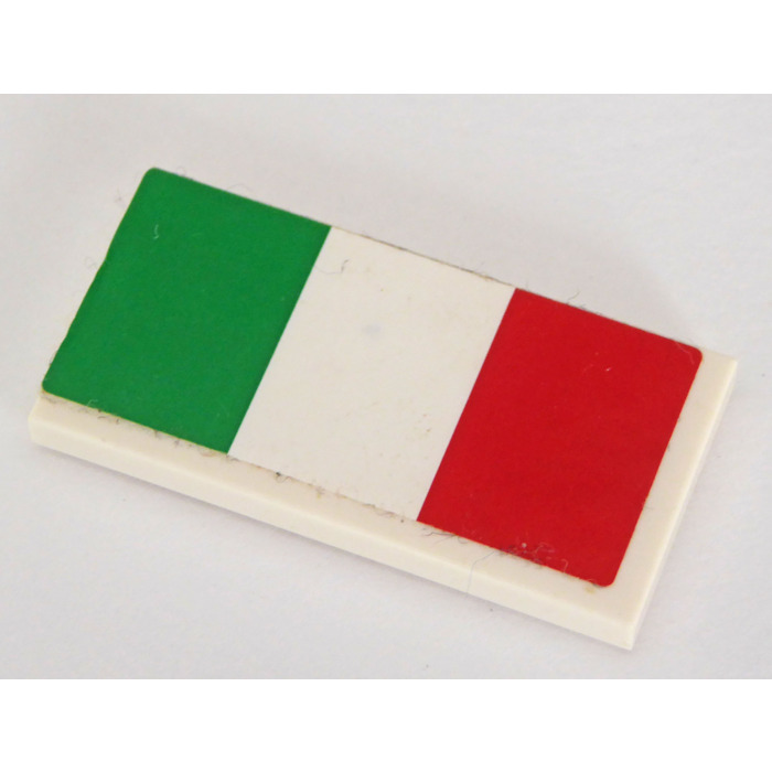LEGO White Tile 2 x 4 with Italian Flag Sticker (87079) | Brick Owl ...