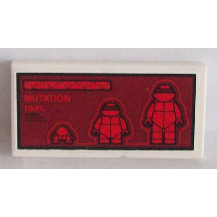 LEGO White Tile 2 x 4 with Ninja Turtles and 'MUTATION 100%' on Dark ...