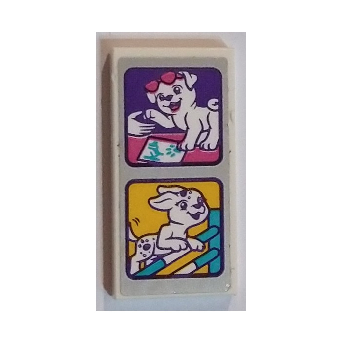 LEGO White Tile 2 x 4 with Puppy championship Sticker (87079) | Brick ...