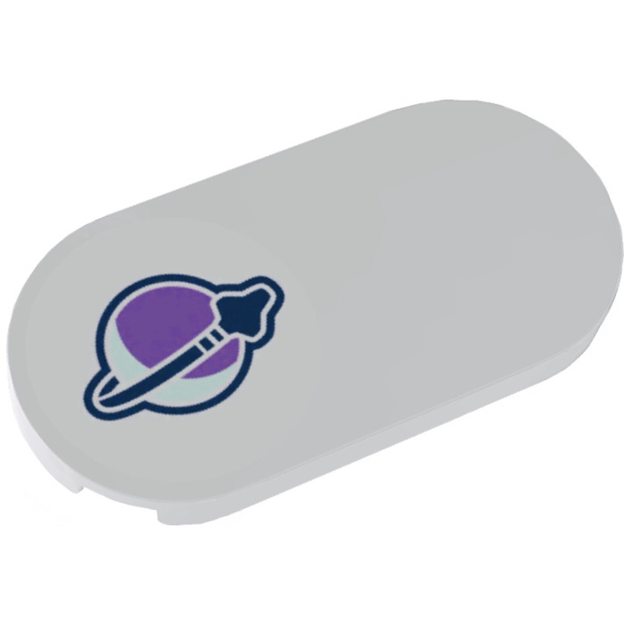 LEGO Tile 2 x 4 with Rounded Ends with Purple Space Logo Sticker (66857 ...