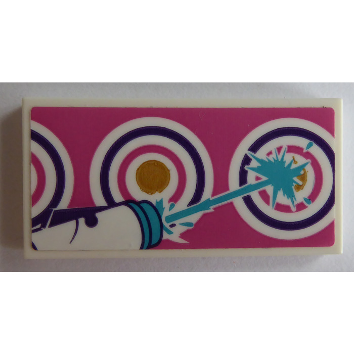 LEGO White Tile 2 x 4 with Targets and Water Gun Sticker (87079 ...