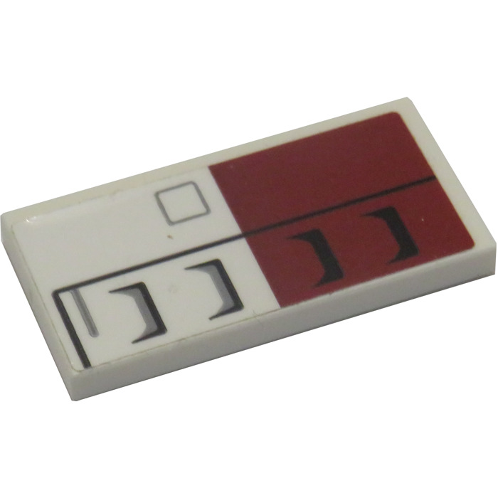 LEGO White Tile 2 x 4 with Vents and Dark Red and White Square (Right ...