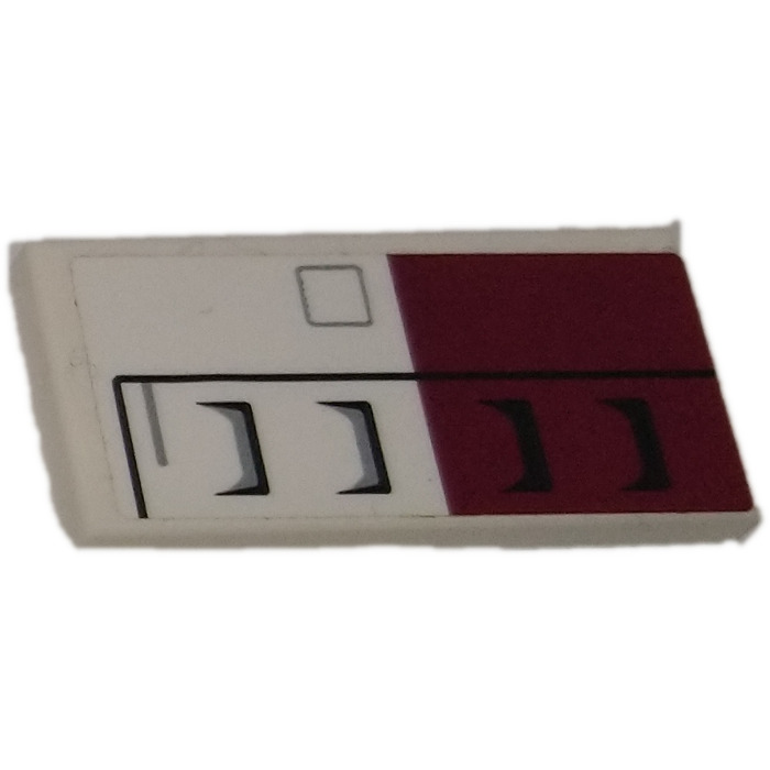 LEGO White Tile 2 x 4 with Vents and Dark Red and White Square (Right ...