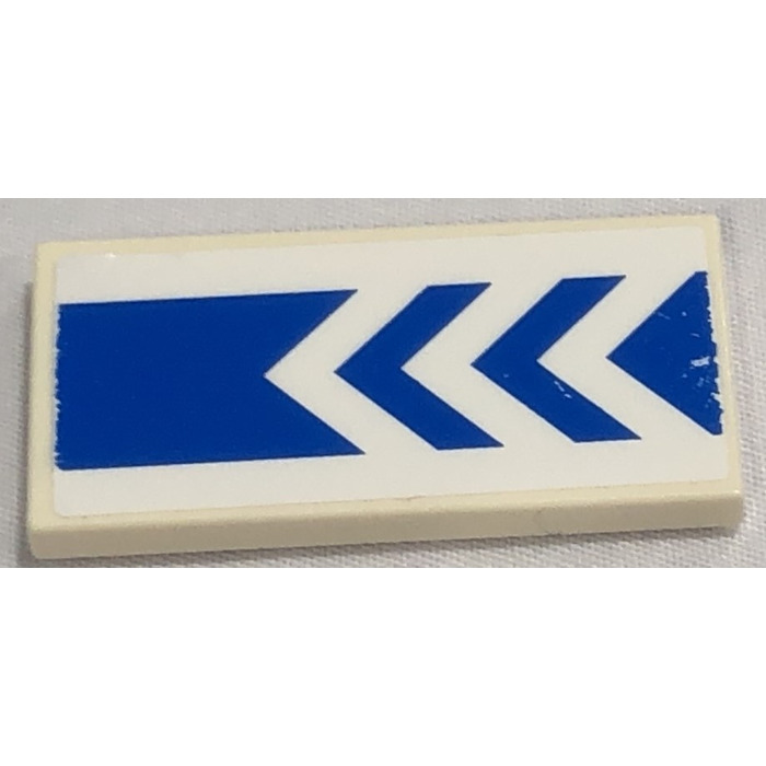 LEGO White Tile 2 x 4 with White and Blue Arrows Sticker (87079 ...