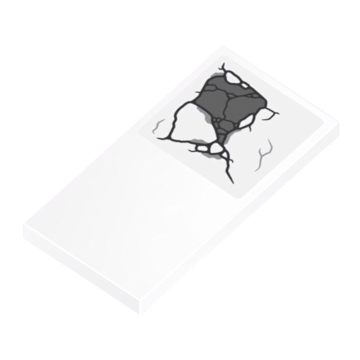 LEGO White Tile 2 x 4 with Wide Cracked Stone Pattern 2 Sticker (87079 ...
