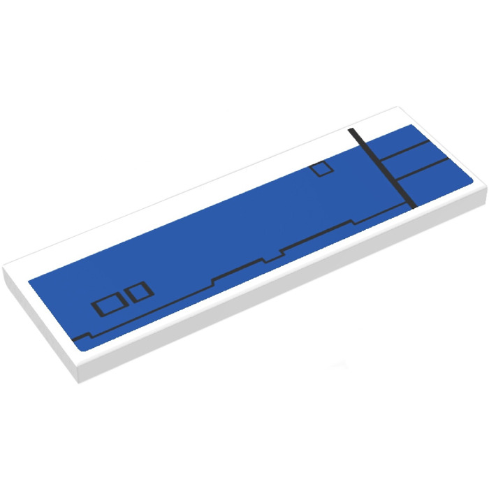 LEGO White Tile 2 x 6 with Blue Panel (Left) Sticker (69729) | Brick ...