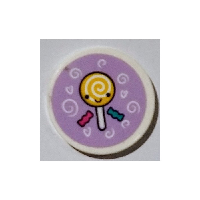 LEGO Tile 3 x 3 Round with Candy, Lollipop and Swirls Sticker (67095 ...