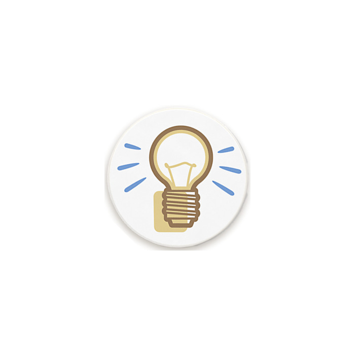 LEGO White Tile 3 x 3 Round with Light Bulb Sticker | Brick Owl - LEGO ...