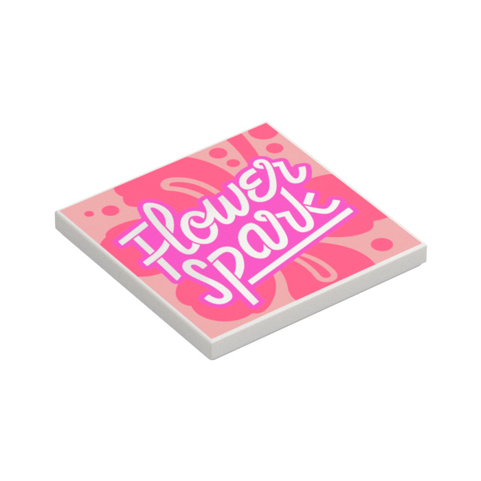 LEGO Tile 4 x 4 with 'Flower Spark' and Coral Flower (1751) | Brick Owl