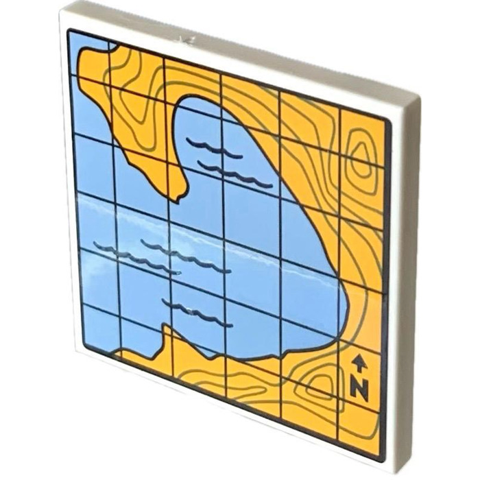 LEGO White Tile 4 x 4 with Map of Coastline Sticker (1751) | Brick Owl ...