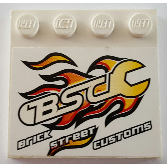 LEGO White Tile 4 x 4 with Studs on Edge with BSC (Brick Street Customs ...