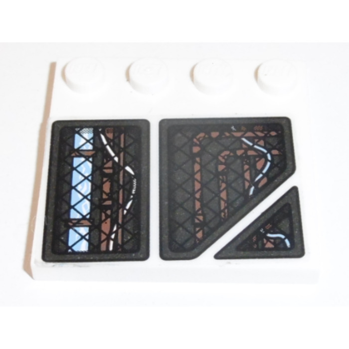 LEGO White Tile 4 x 4 with Studs on Edge with Copper Pipes, Blue Wires ...