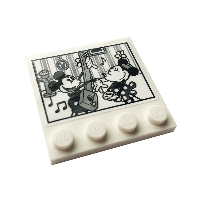LEGO White Tile 4 x 4 with Studs on Edge with Mickey, Minnie Mouse ...