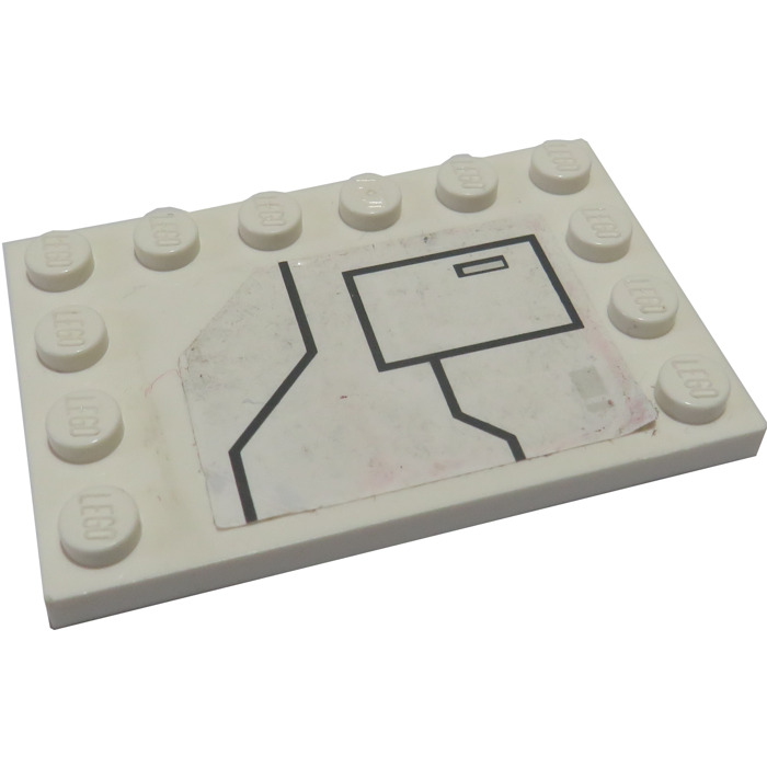 LEGO White Tile 4 x 6 with Studs on 3 Edges with Black Lines and Large ...