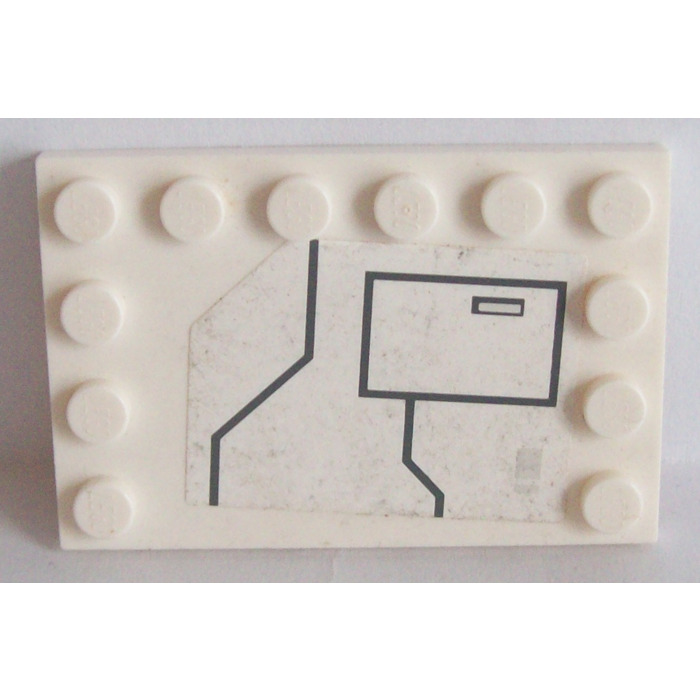 LEGO White Tile 4 x 6 with Studs on 3 Edges with Black Lines and Large ...