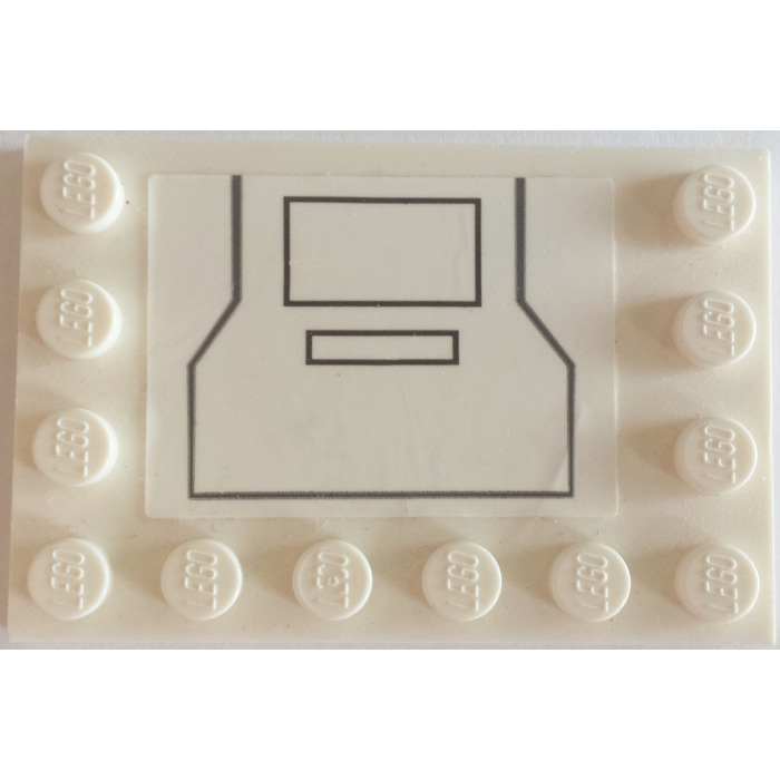 LEGO White Tile 4 x 6 with Studs on 3 Edges with Black Shape 7676 ...