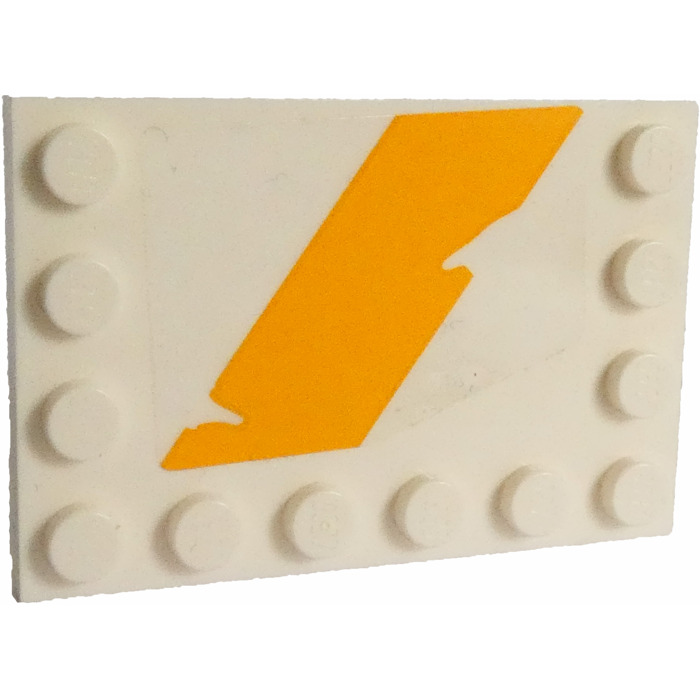 LEGO Tile 4 x 6 with Studs on 3 Edges with Orange Tattered Diagonal ...