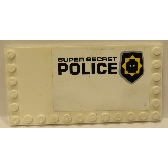 LEGO White Tile 6 x 12 with Studs on 3 Edges with Head Badge and 'Super ...