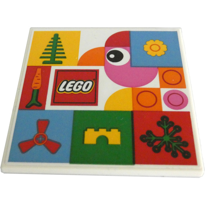 LEGO Tile 6 x 6 with LEGO Logo, Bird with Eye and Orange Beak, Tree ...