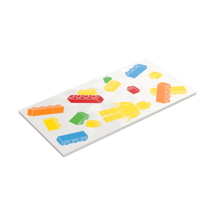 LEGO Tile 8 x 16 with Lego Bricks and Minifigure (1) with Bottom Tubes ...