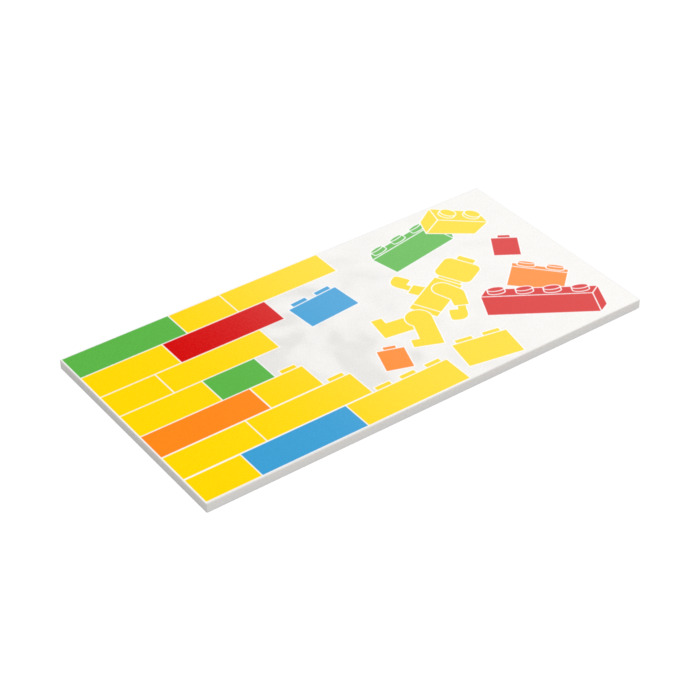 LEGO Tile 8 x 16 with Lego Bricks and Minifigure (3) with Bottom Tubes ...