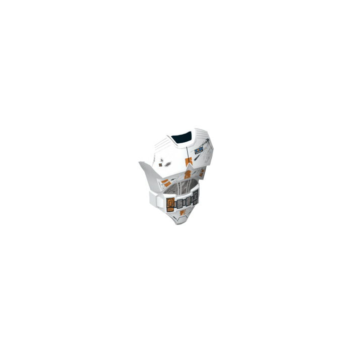 LEGO White Torso Cover with Belt with Orange Pattern, Gray Worn Marks ...