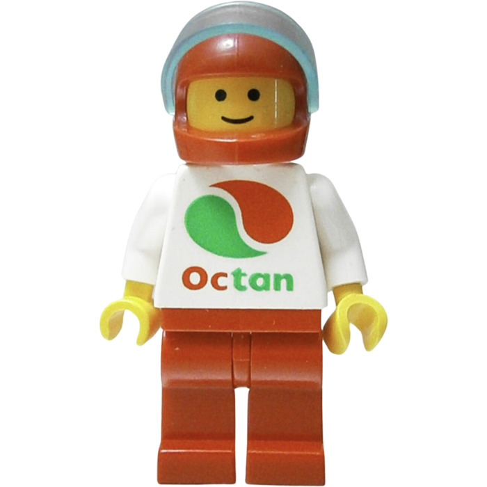 LEGO White Torso Octan Logo, Red Legs, Red Helmet, Trans-Light Blue ...