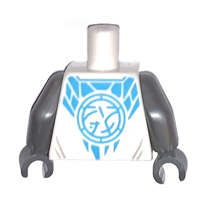 LEGO White Torso with Silver Robot Chest and Medium Azure Diamond (973 ...