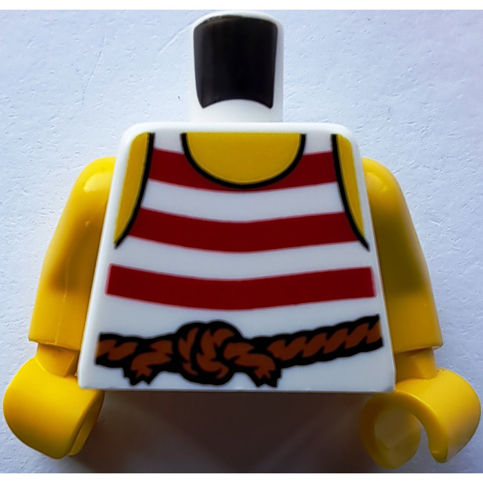 LEGO White Torso with Sleeveless Striped Shirt and Rope Belt (973 / ...