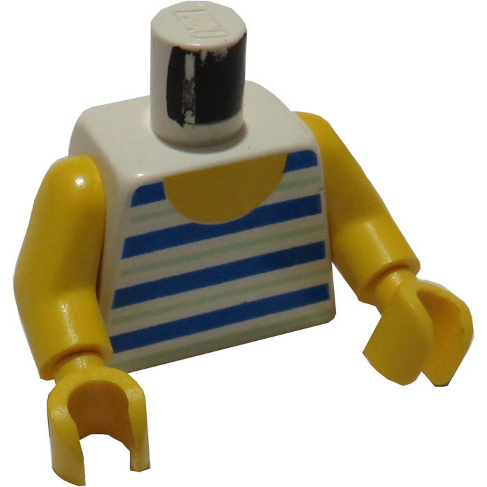 LEGO Torso with Thick Blue and Thin Medium Green Stripes with Yellow ...