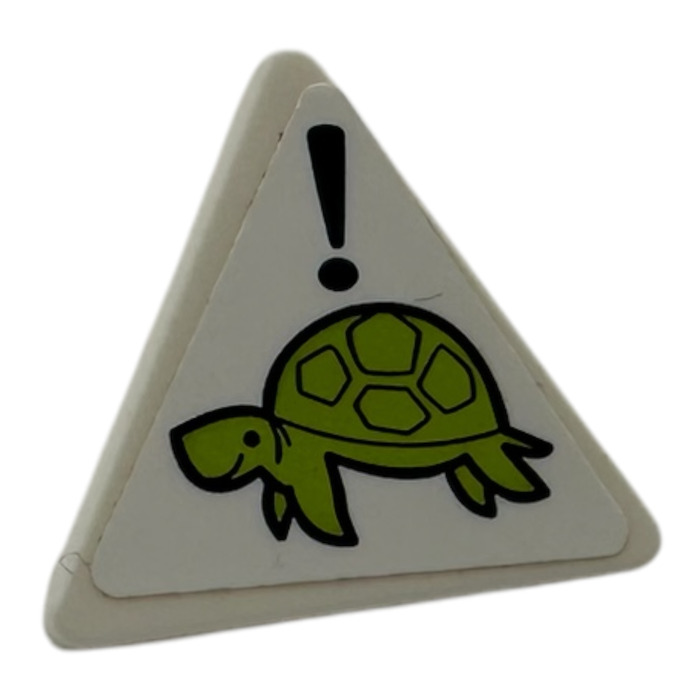 LEGO White Triangular Sign with exclamation mark and turtle Sticker ...