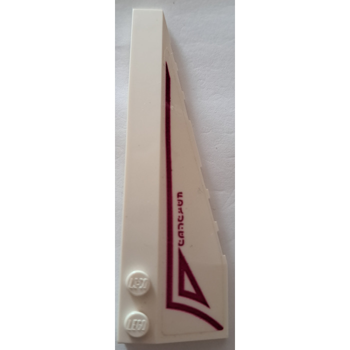 LEGO White Wedge 10 x 3 x 1 Double Rounded Right with Magenta Stripe ...