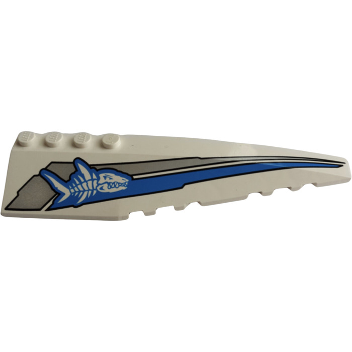 LEGO White Wedge 12 x 3 x 1 Double Rounded Right with Shark Skeleton ...