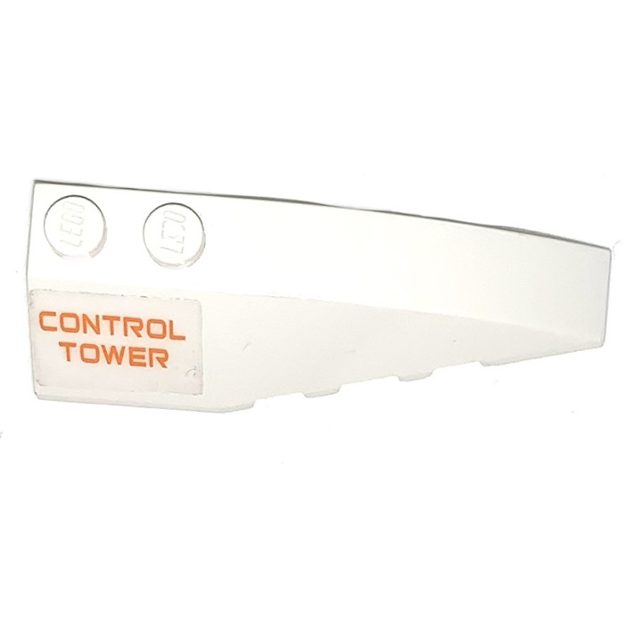 LEGO White Wedge 2 x 6 Double Right with Orange „Control Tower“ Sticker ...