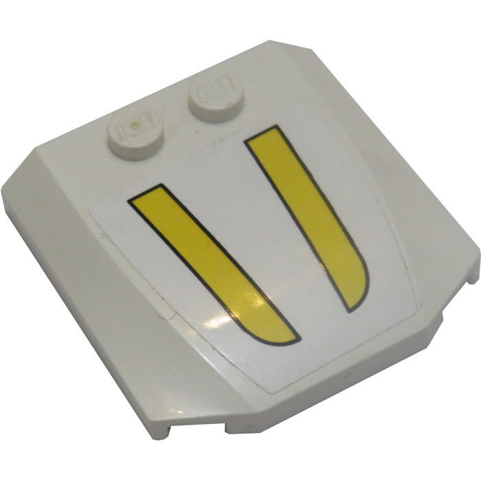 LEGO White Wedge 4 x 4 Curved with 2 yellow bars Sticker (45677 ...