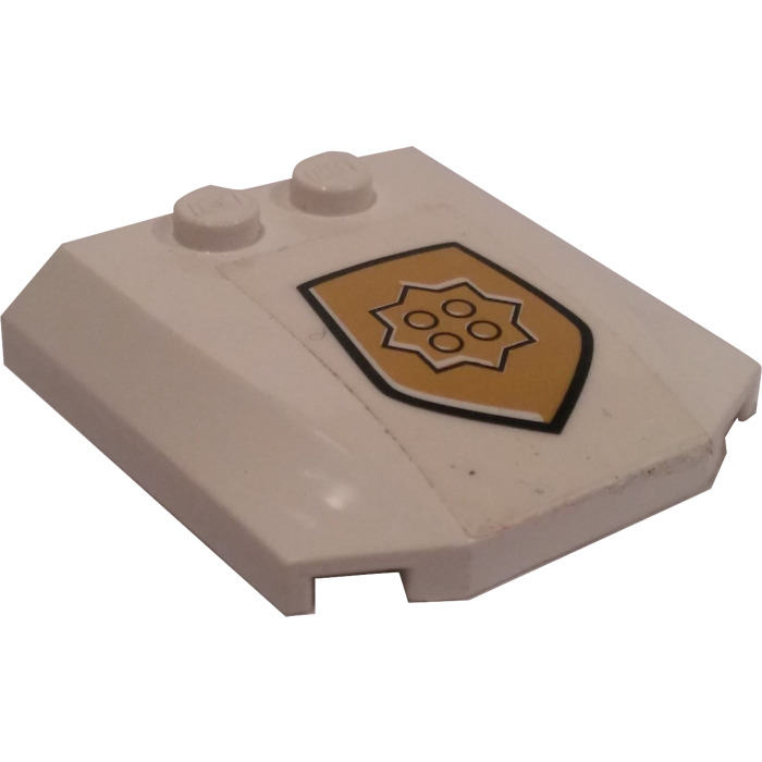 LEGO White Wedge 4 x 4 Curved with Golden Police Badge on White ...
