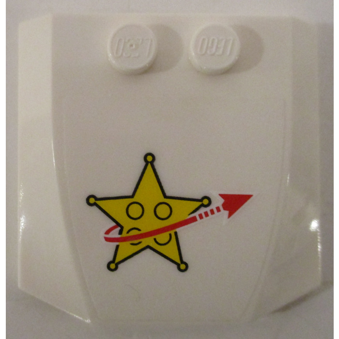 LEGO Wedge 4 x 4 Curved with Star Justice logo bottom Sticker (45677 ...