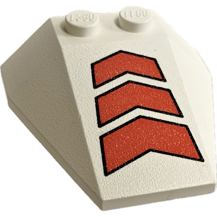 LEGO Wedge 4 x 4 Triple with 3 Red Chevrons without Stud Notches (6069 ...