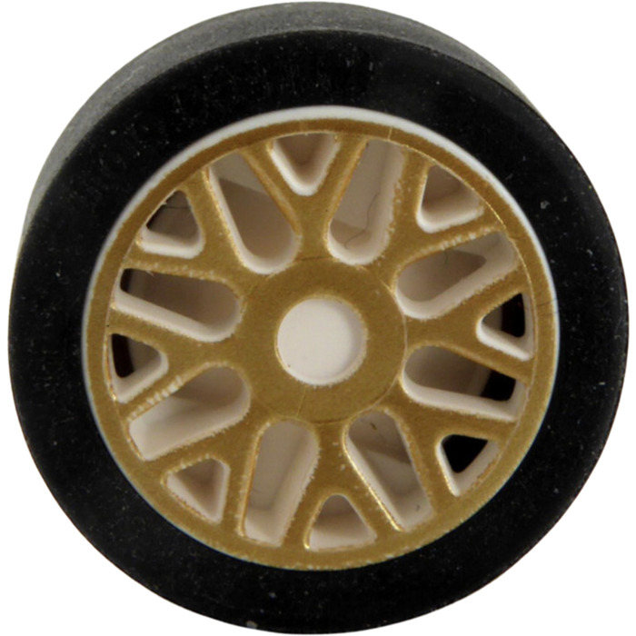 LEGO Wheel Rim Ø11 x 6 with 8 ‘Y’ Spokes with Gold Outline with Tire ...