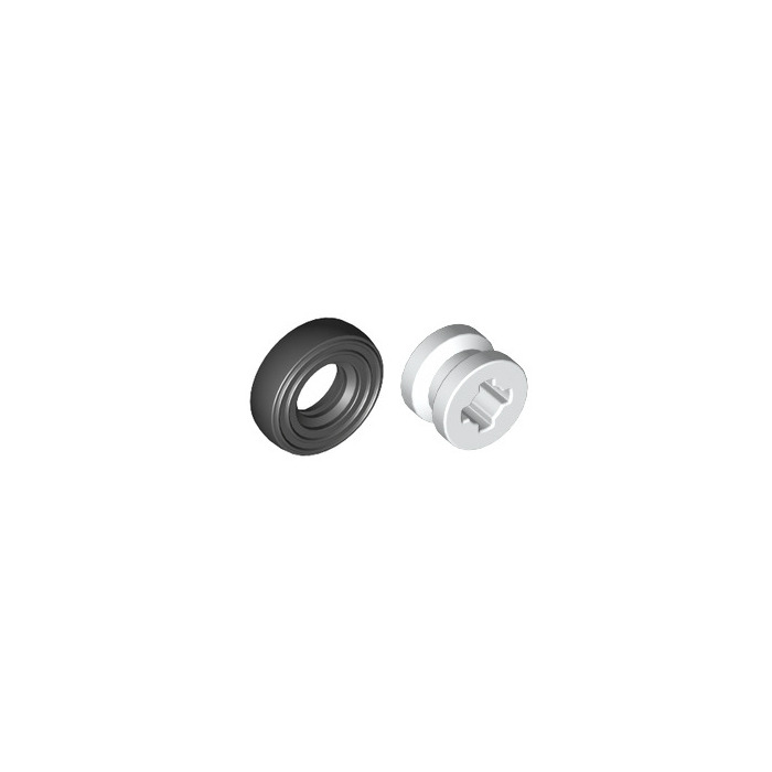 LEGO White Wheel Rim Ø8 x 6.4 with Black Tire Ø 14mm x 4mm (75609 ...