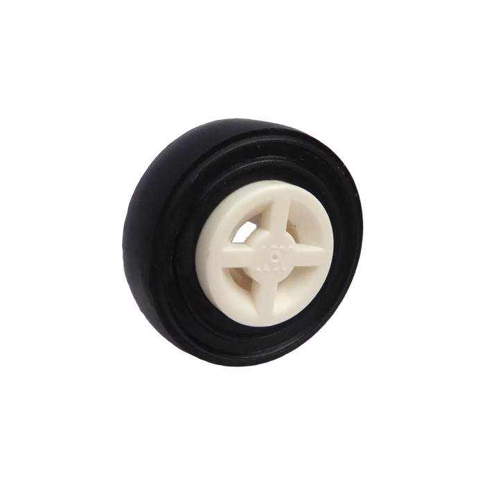 LEGO White Wheel Rim Ø8 x 6.4 without Side Notch with Black Tire Ø14 x ...