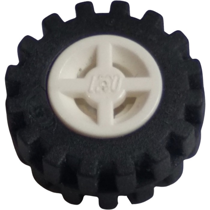 LEGO White Wheel Rim Ø8 x 6.4 without Side Notch with Tire Ø15 X 6mm ...