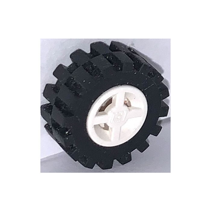 LEGO White Wheel Rim Ø8 x 6.4 without Side Notch with Tire Ø15 X 6mm ...