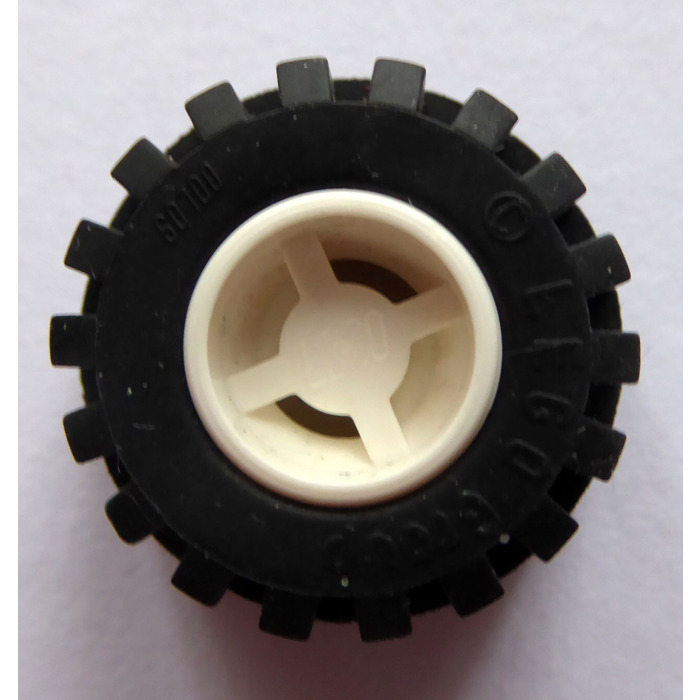 LEGO White Wheel Rim Wide Ø11 x 12 with Notched Hole with Tire 21mm D ...