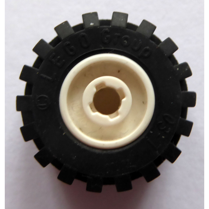 LEGO White Wheel Rim Wide Ø11 x 12 with Notched Hole with Tire 21mm D ...