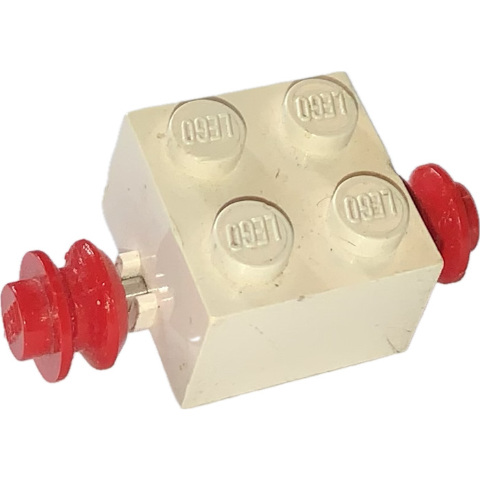 LEGO White Wheels on metal axle For Dually Tire with Brick 2 x 2 with ...